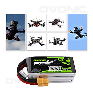 OVONIC 4S Lipo Battery 1550mAh 100C 14.8V Lipo with XT60 Plug for FPV Racing RC Quadcopter Helicopter Airplane Multi-Motor Hobby DIY Parts