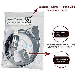 ABBREE Baofeng Tri-Band Radio PL2303 Chip USB Programming Cable Customized for Baofeng UV-5R III BF-R3 UV-5R MK3X BTECH UV-5X3 UV-9S UV-S9X3 UV-5RX3 UV-82X3 Tri-Band Two Way Radio Etc.