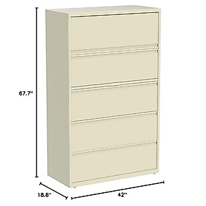 Lorell 5-Drawer Lateral File, 42 by 18-5/8 by 67-11/16-Inch, Putty