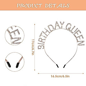 WLLHYF Birthday Crown for Women, Birthday Tiaras Rose Gold Birthday Queen Headband Princess Crown for Girls Birthday Party Accessories