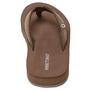 Minnetonka Men's Heath Flip Flop Sandal, Brown, Size 10