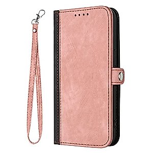 ONV Wallet Case for Samsung Galaxy Z Fold 3 - Solid Color Clasp Flip Case Wrist Strap Card Holder Magnet Leather + Inner Shell Flip Stand Cover for Samsung Galaxy Z Fold 3 [YX] -Pink