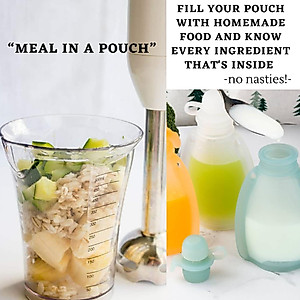 Reusable Silicone Food Pouch for Baby and Toddlers, Squeezable Pouch, Squeeze Pouch, Easy Clean Silicone Pouch for Pre-K and School, Homemade Baby Food Storage, 4oz (Orange-Green-White 3 Pack)