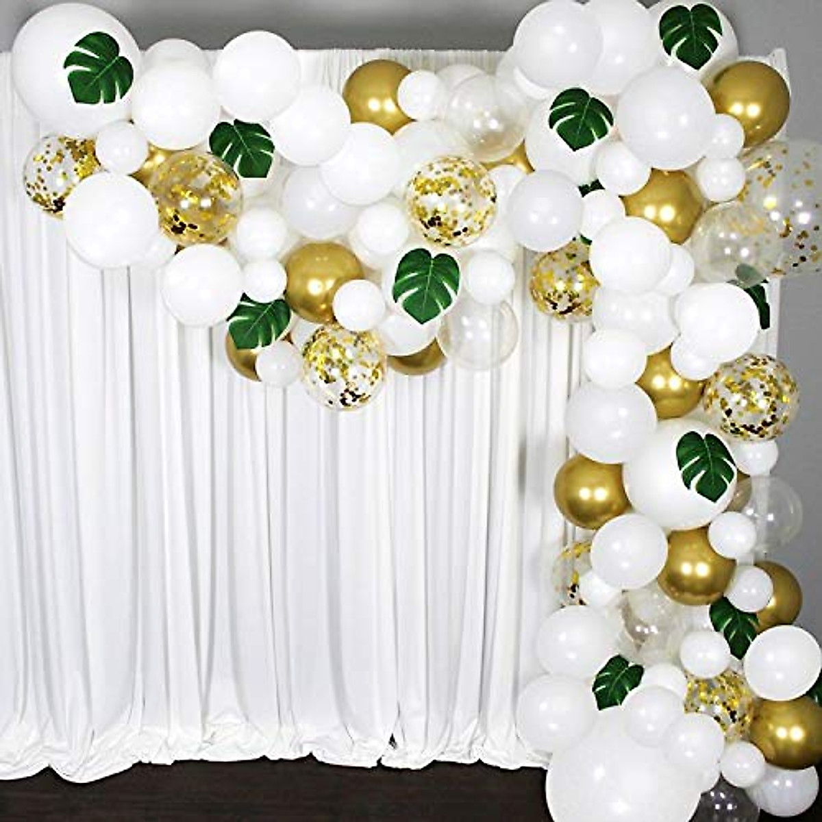 10ft x 7ft White Backdrop Curtain for Parties Wedding White Wrinkle Free Backdrop Drapes Panels for Baby Shower Gender Reveal Birthday Photo Photography Polyester Fabric Background Decoration