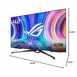 ASUS ROG Swift 41.5” 4K OLED Gaming Monitor (PG42UQ) - UHD (3840 x 2160), 138Hz, 0.1ms, HDMI2.1, True 10 bit, DCI-P3 98%, G-SYNC Compatible, DisplayPort, USB, Console Ready, Remote Control, Anti-Glare