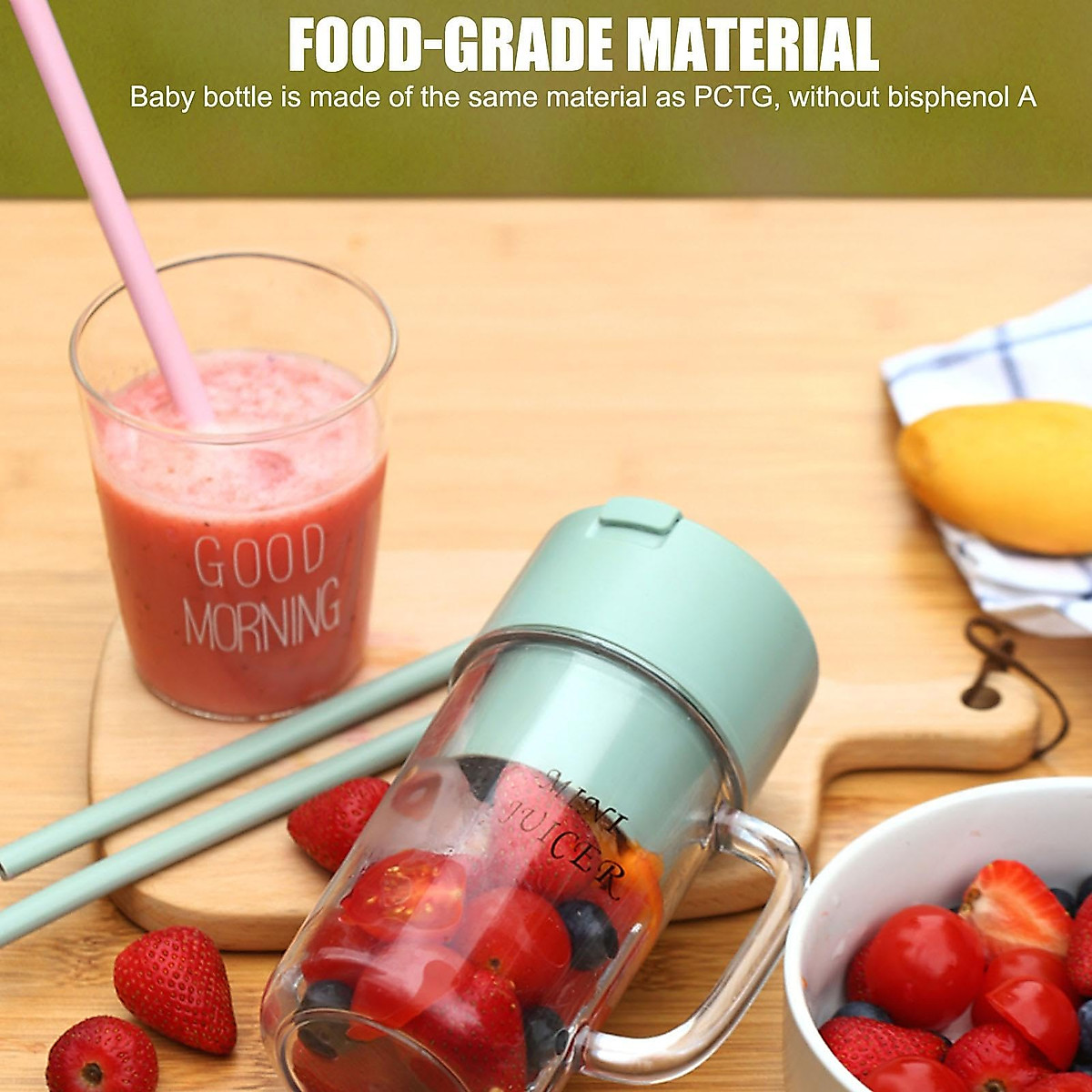 Juice Mini Cup Blender, Mini Juice Blender,3 in 1 Colors Mini Travel Juicer Blender, Electric Travel Blender with Straw,3000mah Rechargeable Mini Juice Blender, Blender Juicer Cup for Gym & Outdoor