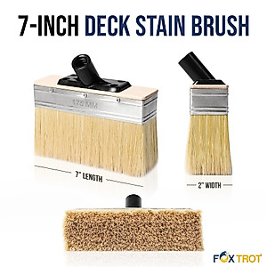 Foxtrot Deck Stain Brush for Wood, 7-Inch Professional Grade Deck Stain Applicator for Fast & Even Paint, Stain, and Sealer, Large Paint Brush, Deck Brush, Wide Paint Brush for Staining Wood