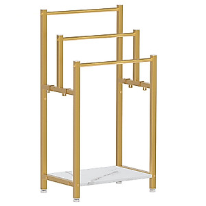 Honiter Towel Racks for Bathroom, 3 Tier Free Standing Towel Rack, Blanket Rack, Metal Towel Holder with Shelf for Bathroom Accessories Organizer for Bath Storage & Hand Towels, Next to Tub or Shower