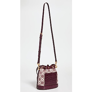 Tory Burch Women's T Monogram Chenille Bucket Bag, Claret/New Cream, Red, Graphic, One Size