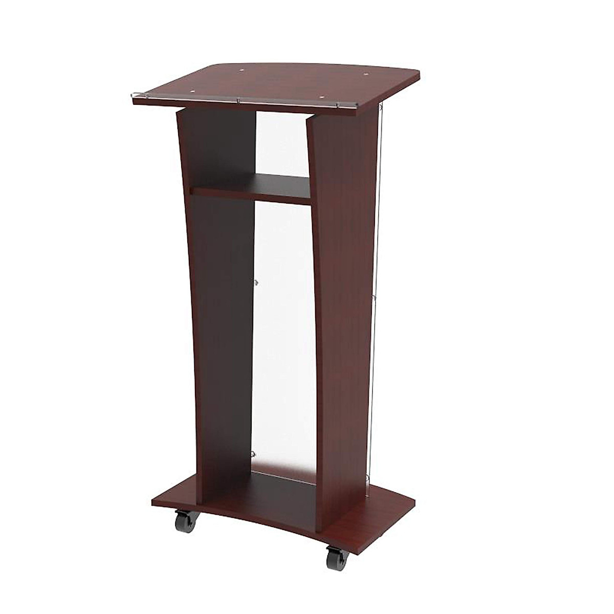 FixtureDisplays® Wood Podium with Frost Acrylic Front Panel, 46.5 Tall Pulpit Lectern, Easy Assembly Required 1803-5