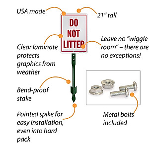 SmartSign 10 x 7 inch “Do Not Litter” LawnPuppy Yard Sign and 18 inch Stake Kit, 40 mil Laminated Rustproof Aluminum, Red and White, Set of 1, Made in USA