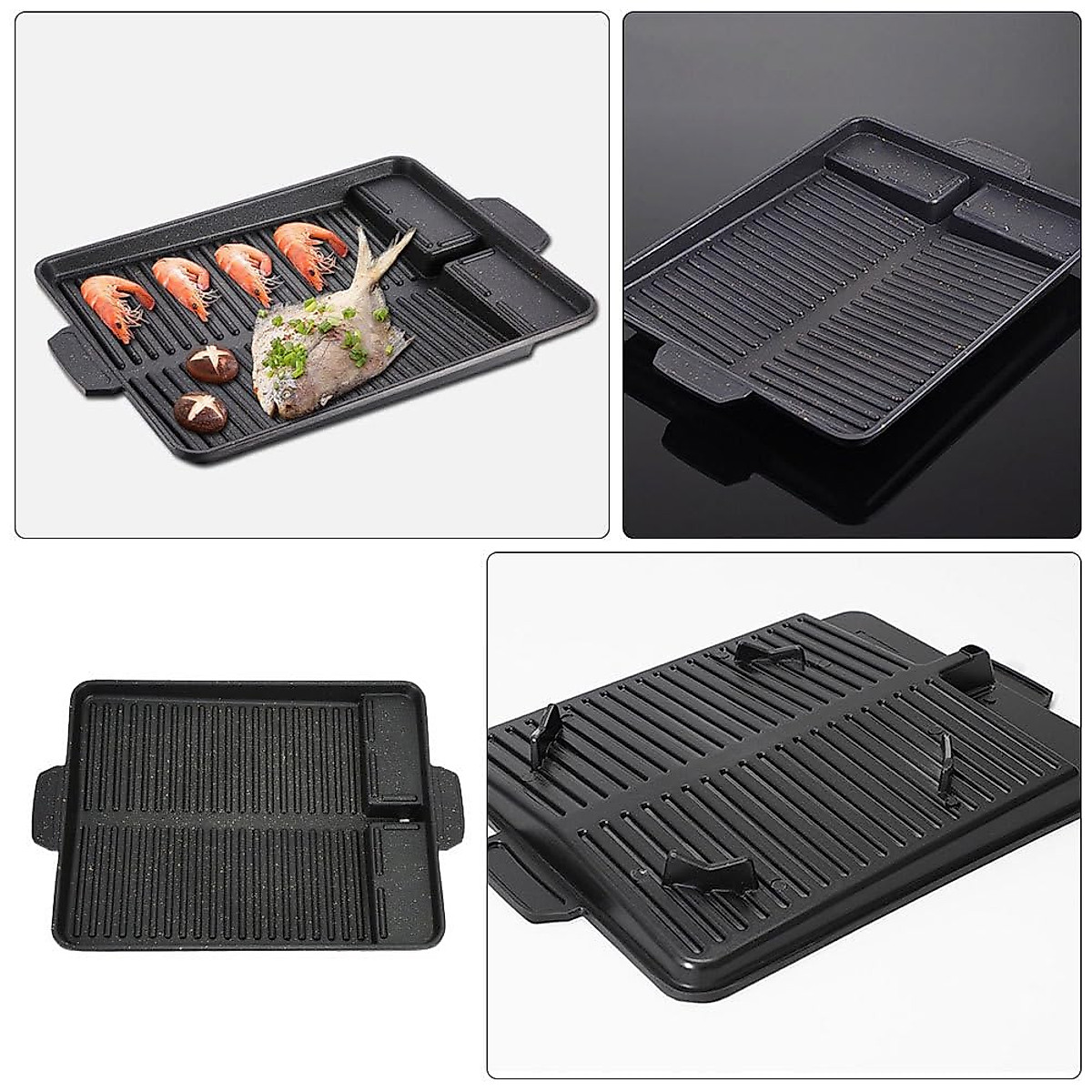 MAGICLULU 1pc Baking Pan Medical Stone Indoor Griddle Camping Stove Pan Nonstick Grill Plate Indoor Bbq Grill Stovetop Grill Pan Bbq Grill Accessories Gill Pan South Korea Portable Aluminum