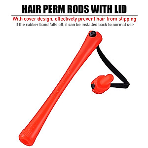 WILLBOND 60 Pcs Perm Rods Natural Long Short Hair Perm Rods with Elastic Rubber Band Non Slip Plastic Perming Cold Wave Kit for Women Hairdressing Styling Tool(0.2 Inch,Red)