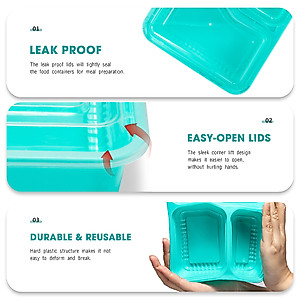 Glotoch Meal Prep Container Reusable, 15 Pack 34oz 3 Compartment To Go Containers for Food Snack, Plastic Divided Food Storage Meal Prep Containers With Lids for Microwave Freezer BPA-Free,Safe,Green