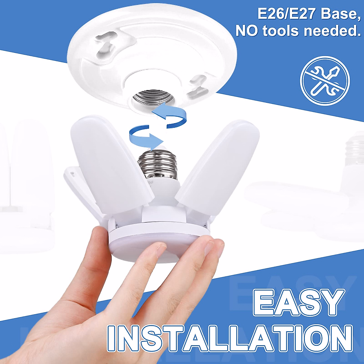 2 Pack Mini 30W Garage Light (150W Equivalent) - 6500K Daylight LED Garage Light, E26 Base Garage LED Light, LED Light Bulb for Basement,Closet,Workbench,Porch,Laundry Room, Garage Lights Ceiling LED