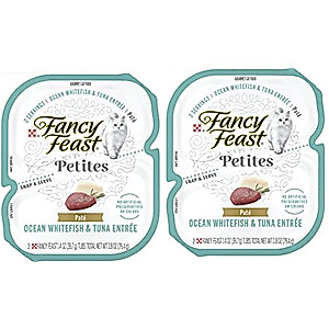 Fancy Feast Petites Wet Cat Food Variety Pack (24 Servings/12 Pack/6 Flavors) Salmon, Chicken, Whitefish, Tuna, Salmon, Grilled Chicken with Rice with LarasBundle Sticker