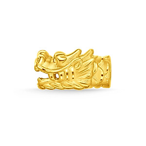 CHOW TAI FOOK 999 Pure 24k Gold Dragon Head Beads Charm