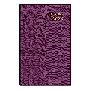 Brownline 2024 Traditional Weekly Pocket Planner, Appointment Book, 12 Months, January to December, Perfect Binding, 4.75" x 3", Assorted Colors (CB303.ASX-24)