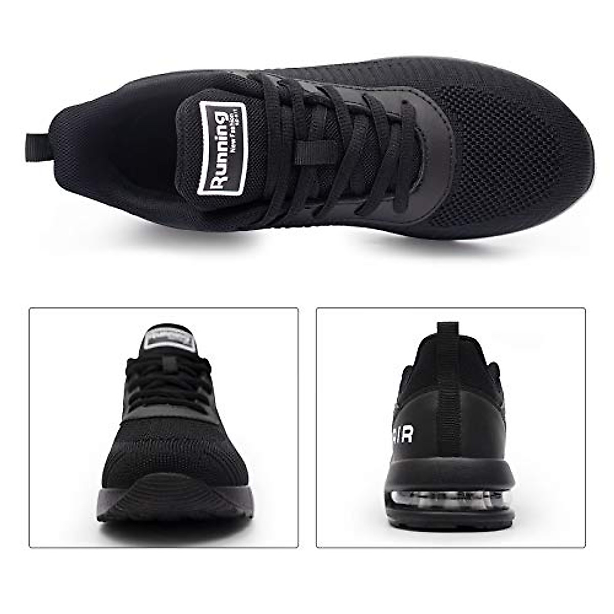 Women Air Athletic Running Shoes - Air Cushion Shoes for Womens Mesh Sneakers Fashion Tennis Breathable Walking Gym Work Shoes All Black Size 8
