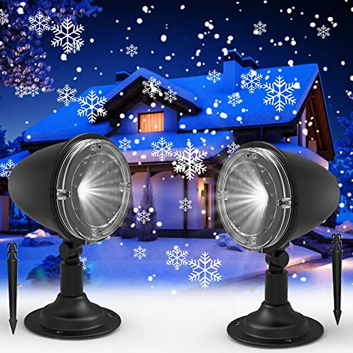Snowfall LED Light Projector,Syslux Christmas Snow Light,Snowfall Projection Light with Snowstorm Effect for Christmas,Holiday,Halloween,Party,Garden,Wedding,Indoor Outdoor Decorations - 2 Sets