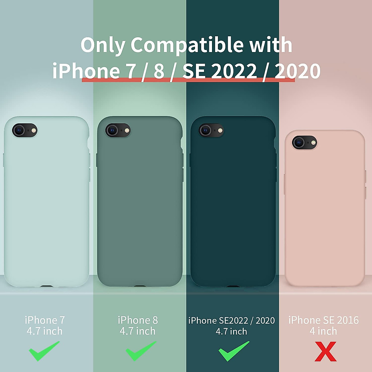 Cordking Designed for iPhone SE Case 2022/2020, Designed for iPhone 7 8 Case, Silicone Ultra Slim Shockproof Phone Case with [Soft Microfiber Lining], 4.7 inch, Navy Blue