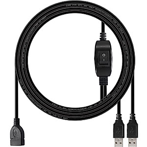 Vrllinking USB Splitter Cable,Printer Sharing Switch Cable, USB Splitter 2 Male 1 Female for Printer, Scanner, Speaker, Keyboard, Mouse Etc, with Printer Cable (5ft/1.5m)