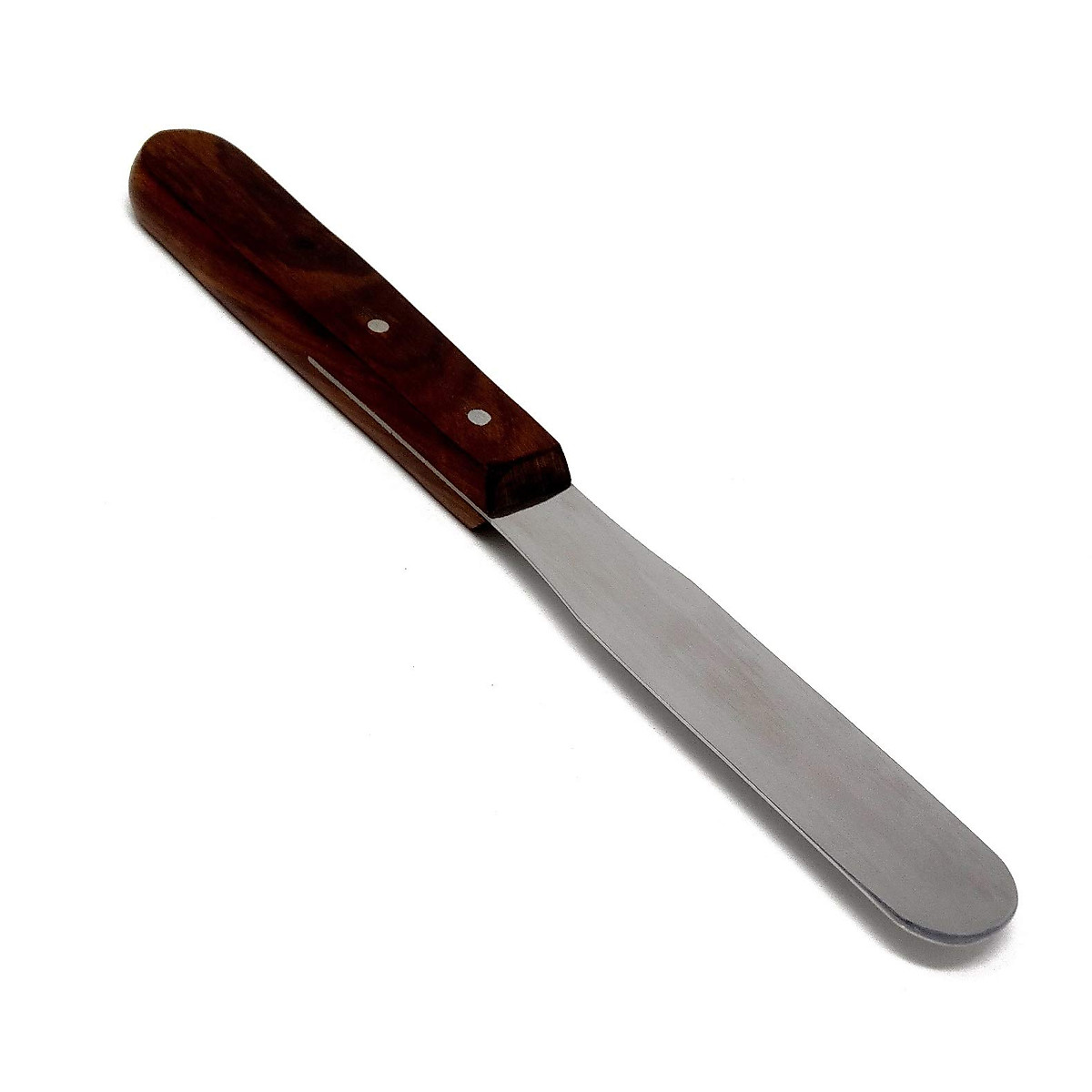 A2Z-WHS5 Stainless Steel Lab Spatula with Wooden Handle, 5" Blade, 0.88" Blade Width, 9.08" Total Length
