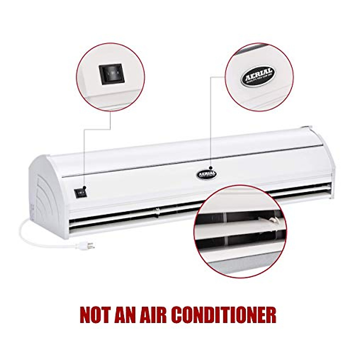 Wall Mounted Air Curtain Fan - White 60 Inch Air Door - UL Certified Commercial Super Power Indoor Over Door Fan with Heavy Duty Door Limit Switch by DuraSteel Aerial Titan-2