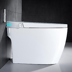 Smart Toilets with Heated Bidet Seat, Portable toilet with bidet built in AUTO Open&Close, Bidet toilet with Dryer and Warm Water,Tankless Toilet in 1.28GPF, White