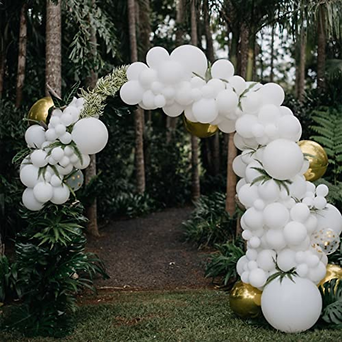 MOMOHOO White Balloons Different Sizes - 100Pcs 5/10/12/18 Inch Birthday Party Balloons, Pearl White Latex Balloons, Matte White Balloons Garland Kit, Pastel White Wedding Ballons Anniversary Balloons