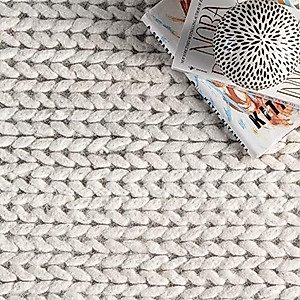 nuLOOM Penelope Braided Wool Area Rug, 8' x 10', Off-white