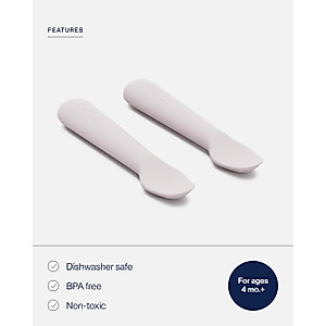 Lalo Little Spoon Set - 2 Piece Baby Spoons Set for Infants & Babies - Made From Food Grade Silicone Dishwasher Safe - Baby Feeding Essentials for Early Stage Mealtime - Lavender