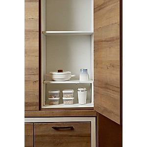 Nxconsu Cabinet Shelf Expandable Organizer Riser Rack for Kitchen Pantry Cupboard Under Sink Countertop Home Organization Extra Storage Space Saver Heavy Duty Metal Edgeless Design White