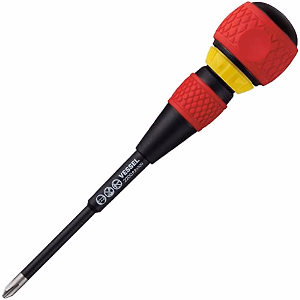 VESSEL BALL GRIP Ratchet Screwdriver (+2x100(4") J)