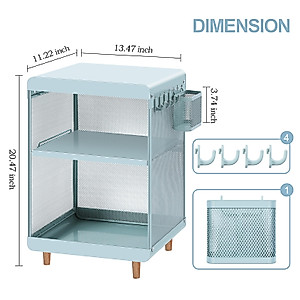 SYKIARIOL Cute Bedside Nightstand Table, Girls Metal Side Table, Kid End Table with Storage for Living Room Bedroom Kid's Room Dorm Office (Classic Mint Green)