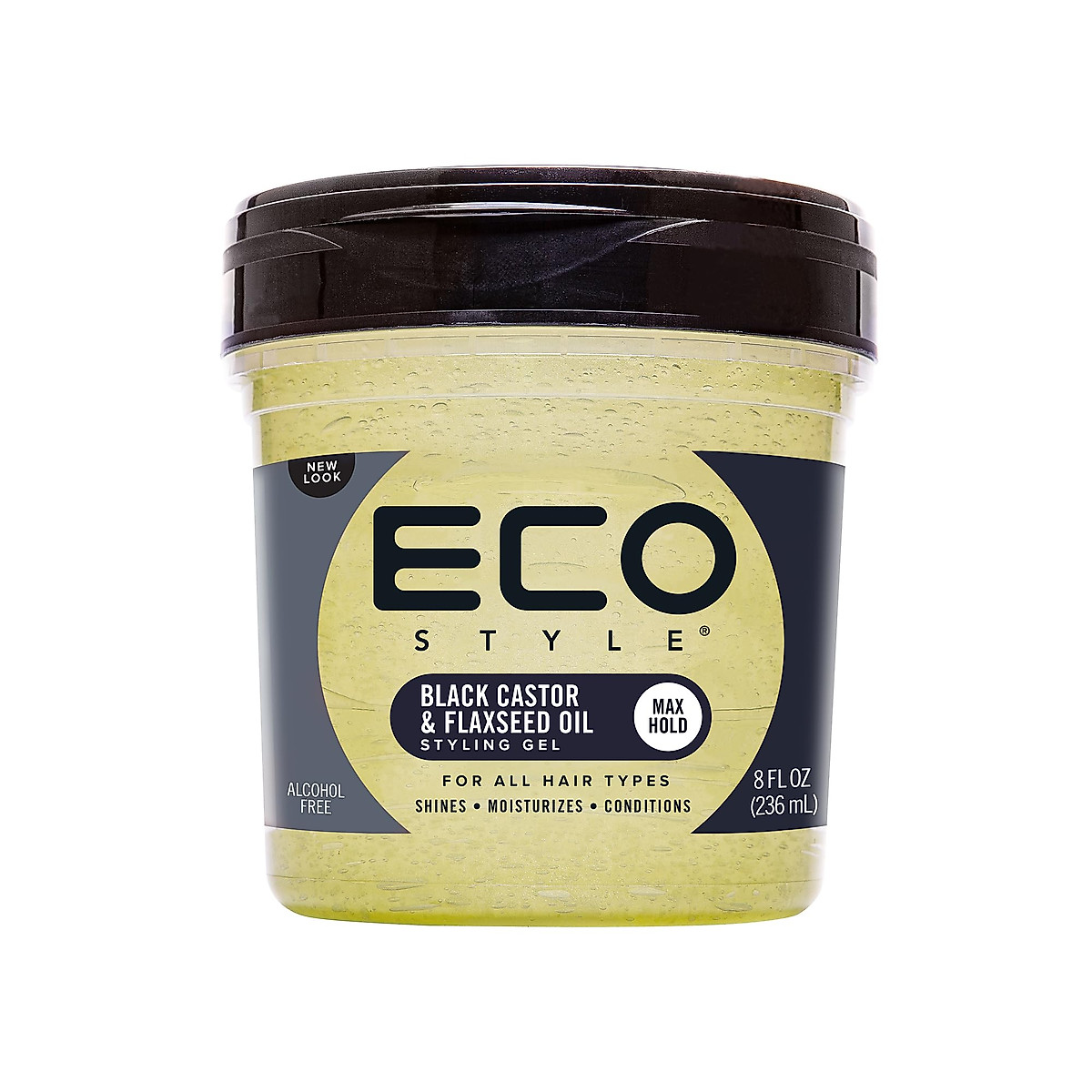 Eco Style Black Castor and Flaxseed Oil Styling Gel - Helps Nourish and Repair Damaged Hair - Promotes Healthy Scalp - Provides Superior and Weightless Hold - Delivers Long Lasting Shine - 8 oz