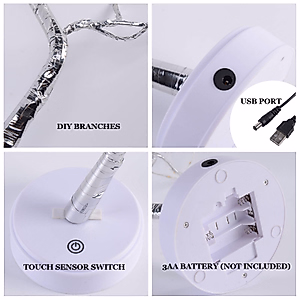 20" Tabletop Bonsai Tree Light with 108 LED Copper Wire String Lights, DIY Artificial Tree Lamp, Battery/USB Operated, for Bedroom Desktop Christmas Party Indoor Decoration Lights (Warm White)