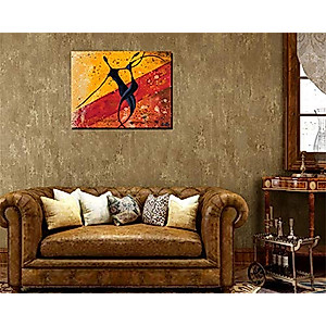 GUYUEHU Abstract Modern Dancers Wall Art Oil Paintings Living Room Decor Canvas Pictures Prints African American Couple Frame Poster Studio Showroom Dorm Bedroom Home Decoration 16x20 inch
