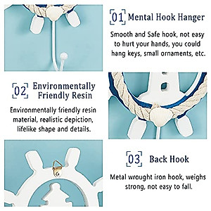 SUPERFINDINGS 3Pcs Mediterranean Style Iron Wall Hooks 3 Styles 8.3x5.9In Nautical Coat Hat Clothes Towel Wall Hooks Hanger Art Beach Coastal Decoration for Home Room Kitchen