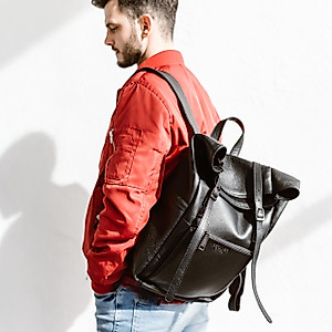 BERLINER BAGS Premium Leather Backpack Lille, Laptop Bag and Travel Rucksack for Men Women - Black