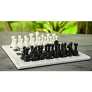 RADICALn 15 Inches Handmade White and Black Weighted Full Chess Game Set with Storage Box - Staunton and Ambassador Style Marble Tournament Chess Sets for Adults