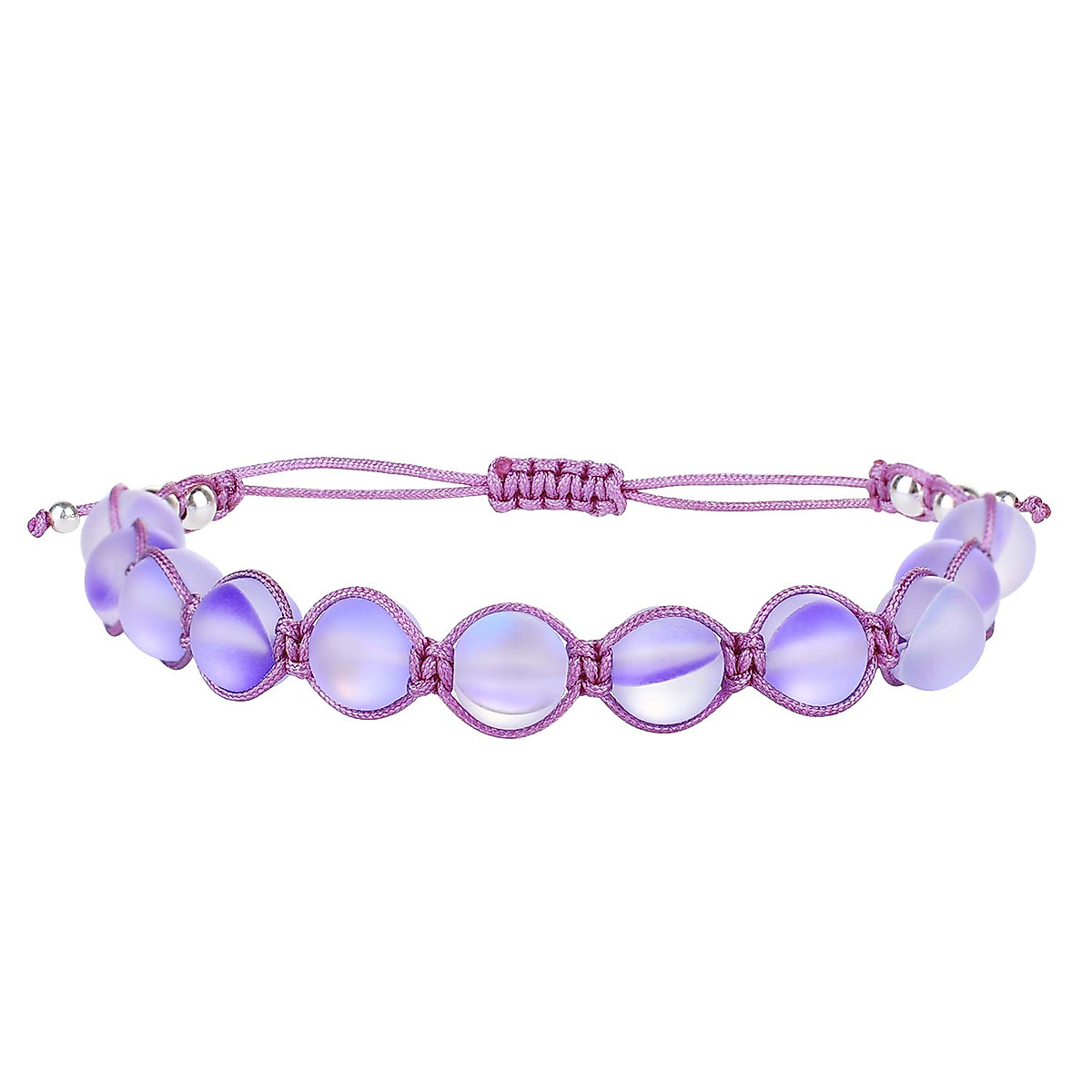 KANYEE Bracelets for Women Moonstone Beaded Bracelet Colorful Friendship Bracelet Boho Adjustable Bracelets（Purple