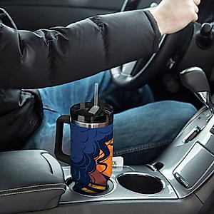 linqin Anxious Black Women Vacuum Tumbler Insulated with Straw Leak Resistant Flip 30 oz Travel Water Bottle Wide Mouth Coffee Mug Travel for Women Men Him Her