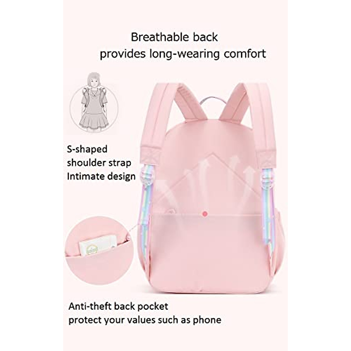 Kawaii Girls Backpack for School Aesthetic School Bag Bookbag for Elementary Students