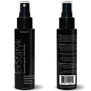 ExStatyk - Anti Static Hypoallergenic Spray, Anti- Frizz, Fragrance Free, unscented