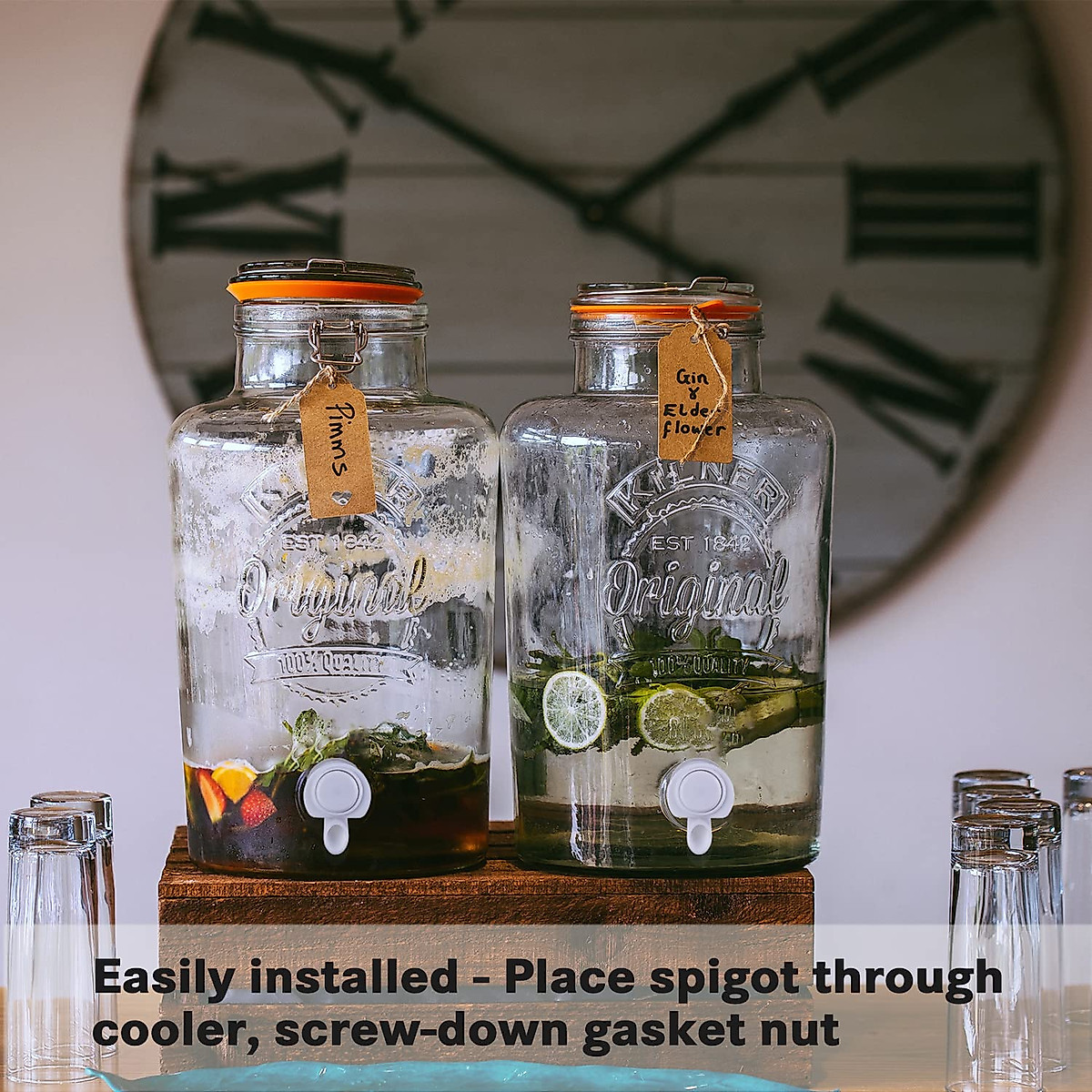 5PC Upgrade Push-Button Cooler Spigot Replacement, Compatible with Igloo 2, 3, 5 and 10 Gallon Beverage Coolers, Durable Water Cooler Spigot for 2-10 Gallon Water Jugs Replacement Part