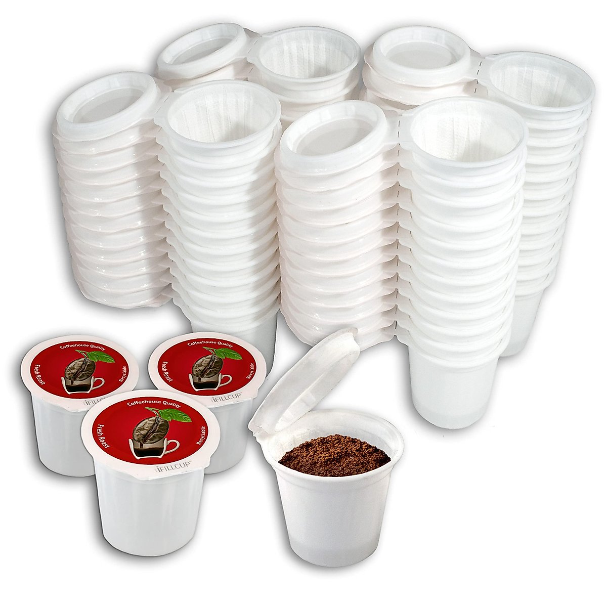 iFillCup, 48 Count Red - iFillCup, fill your own Empty Single Serve Pods. Eco friendly 100% recyclable pods for use in k cup brewers including 1.0 & 2.0 Keurig. Airtight to seal in freshness.