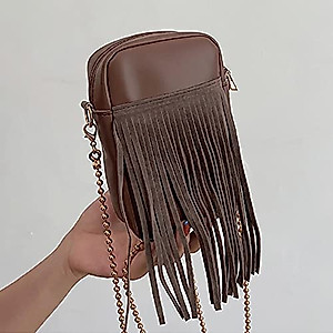 Satchel Bags for Women Crossbody Leather Shoulder Classic Small Capacity Leather Messenger Bag Chain Strap Clutch Bags, Brown