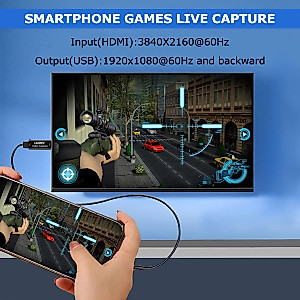 4K HDMI Video Capture Card, Cam Link Card Game Capture Card Audio Capture Adapter HDMI to USB 2.0 Record Capture Device for Streaming, Live Broadcasting, Video Conference, Teaching, Gaming(Black)