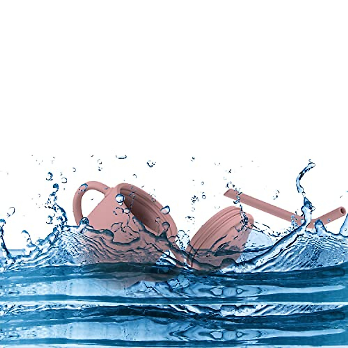 Linshuma Silicone Baby Cup, Toddler Straw Sippy Cup, Kids Trainer Cup, Open Cup for 6 Months+ Babies Training Cute 150ML Coffee